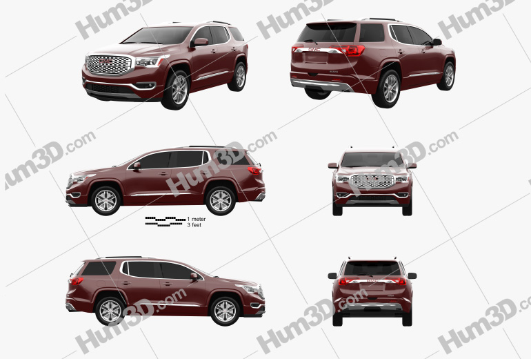 GMC Acadia Denali 2020 Blueprint Template - 3DModels.org