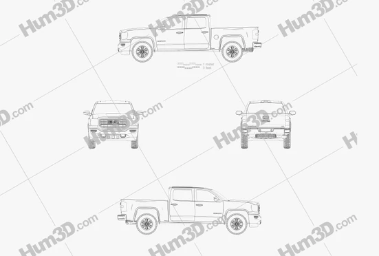 GMC Sierra blueprints Download in PNG - 3DModels.org