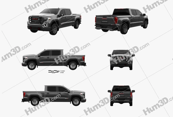 GMC Sierra blueprints Download in PNG - 3DModels.org