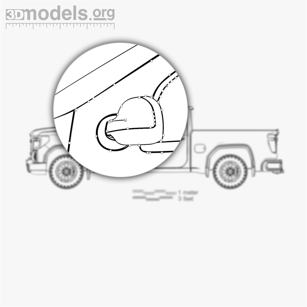 GMC Sierra 1500 Crew Cab Short Box AT4 2022 Vector Blueprint - 3DModels.org