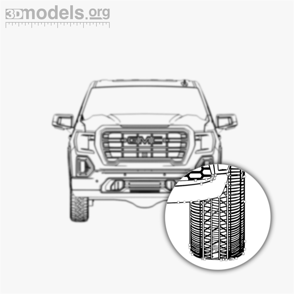 GMC Sierra 1500 Crew Cab Short Box AT4 2022 Vector Blueprint - 3DModels.org