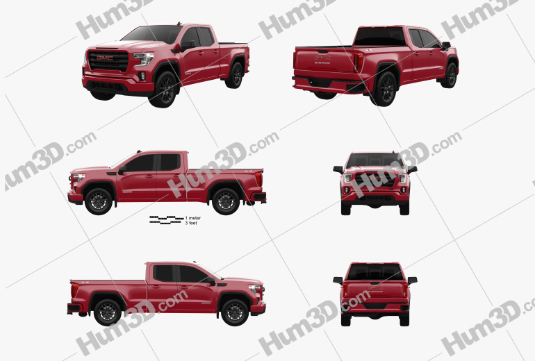 GMC Sierra 1500 Double Cab Standard Box Elevation 2019 Blueprint ...
