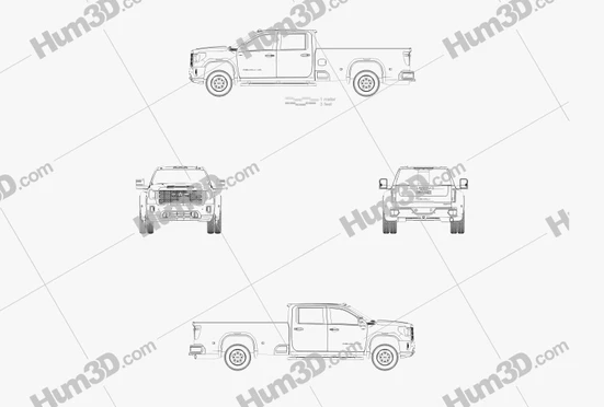 GMC Sierra blueprints Download in PNG - 3DModels.org
