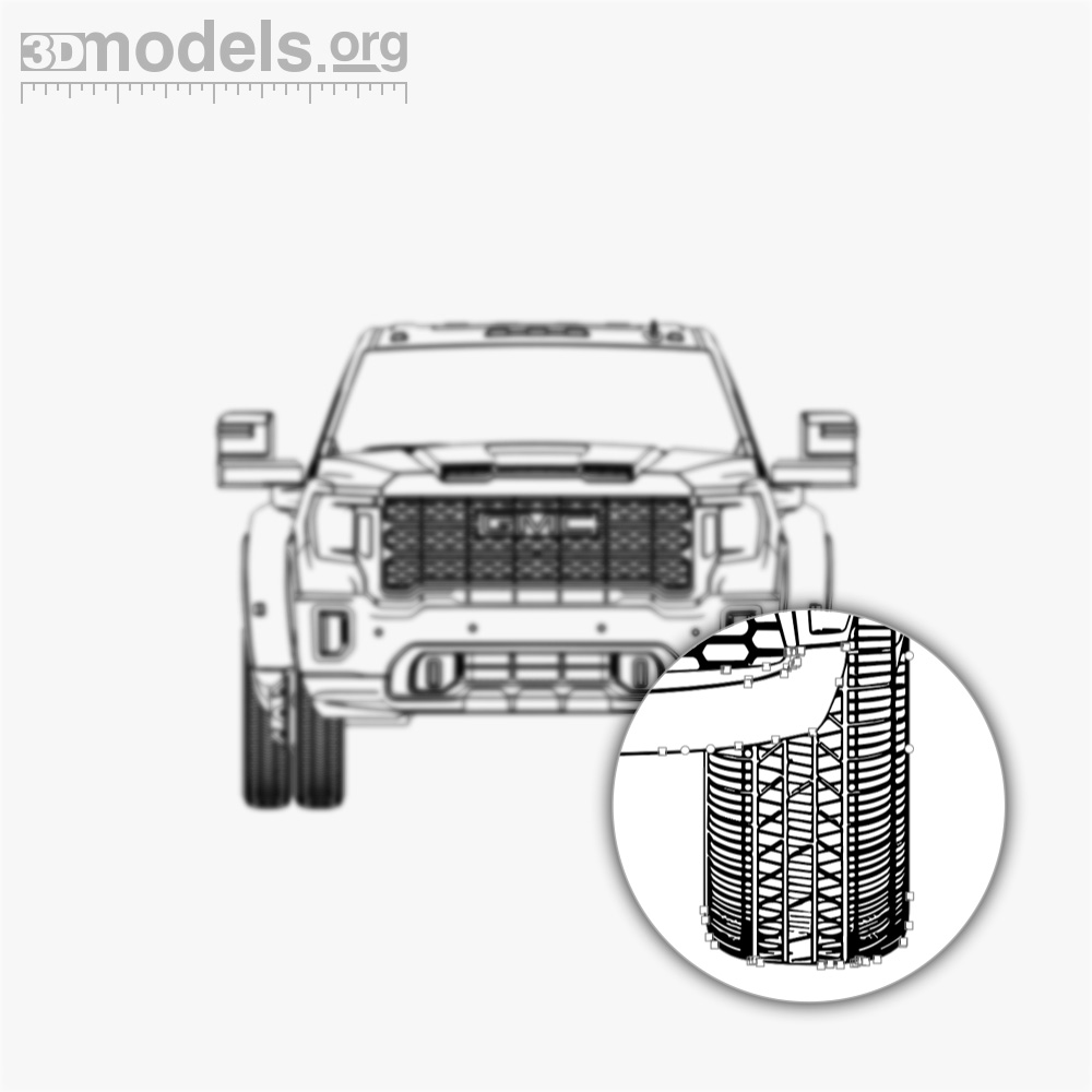 GMC Sierra HD Crew Cab Long Box Denali DRW 2019 Vector Blueprint ...