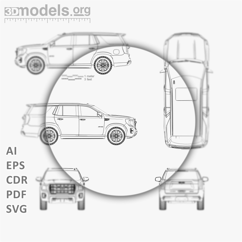 GMC Yukon AT4 2024 Vector Blueprint - 3DModels.org