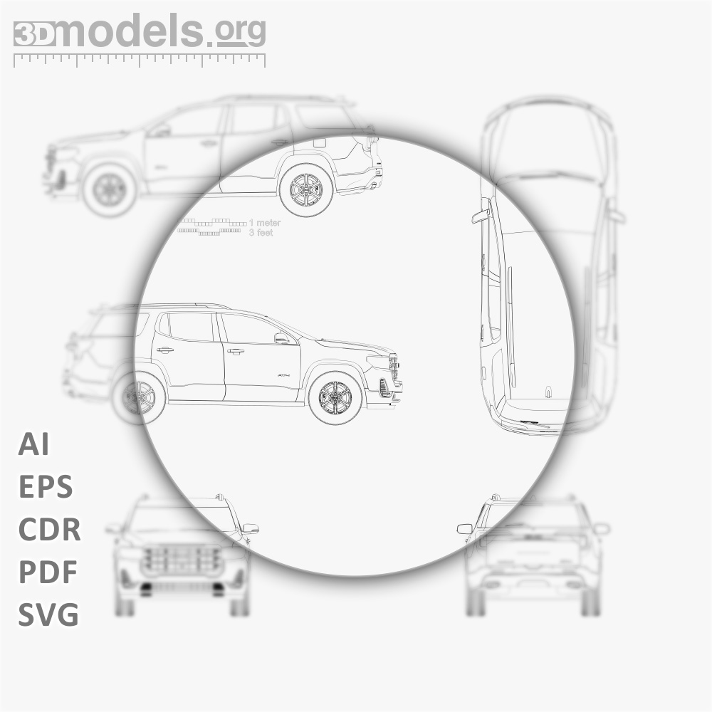 GMC Acadia AT4 2022 Vector Blueprint - 3DModels.org