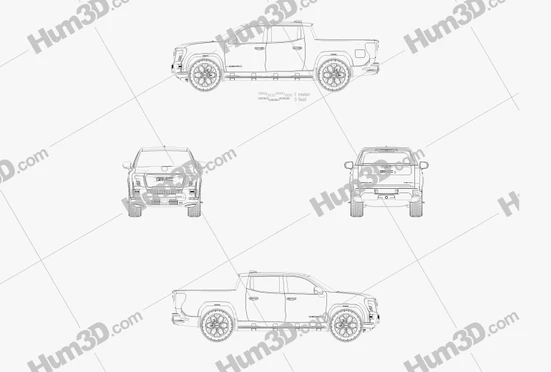 GMC Sierra blueprints Download in PNG - 3DModels.org