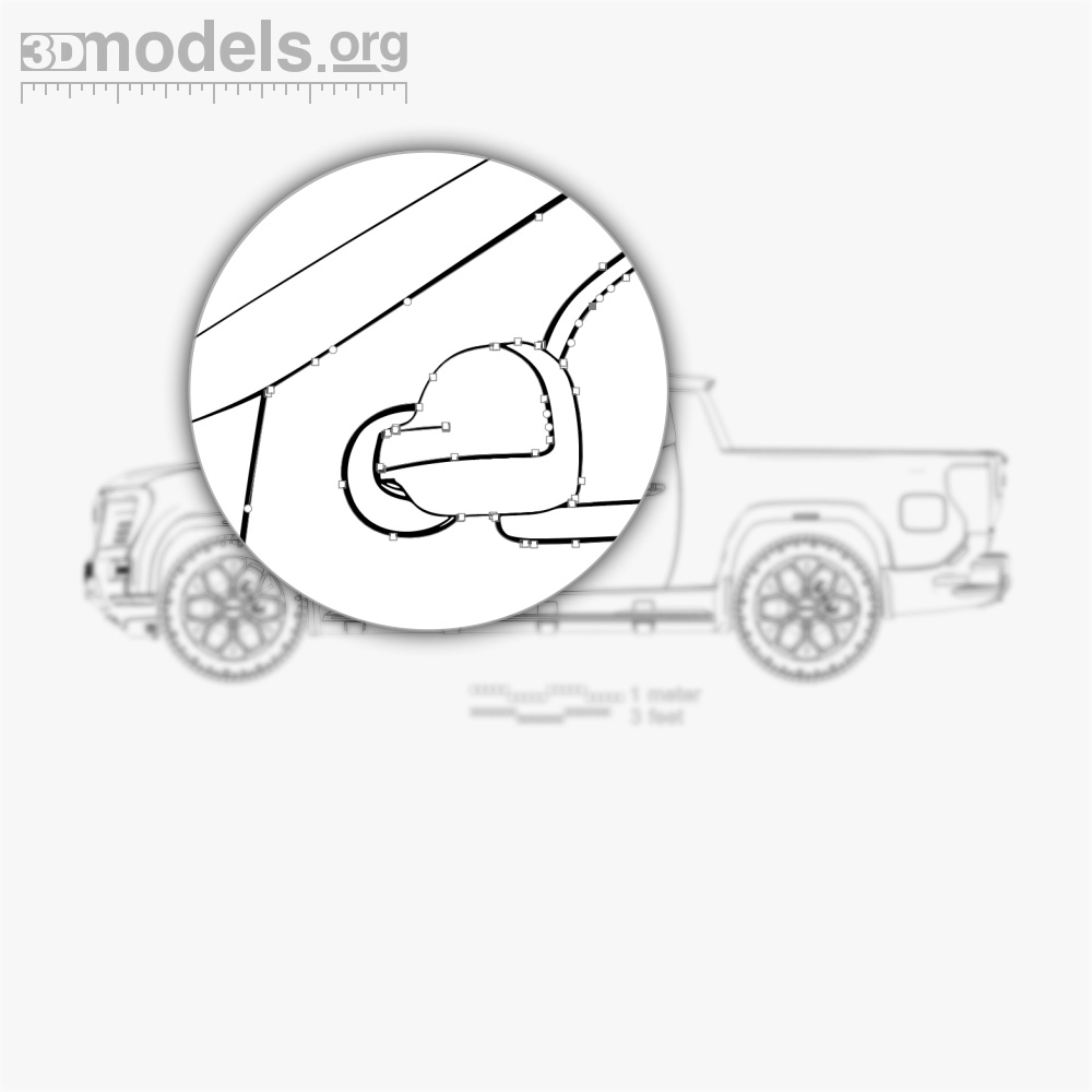 GMC Sierra EV Crew Cab AT4 2025 Vector Blueprint - 3DModels.org