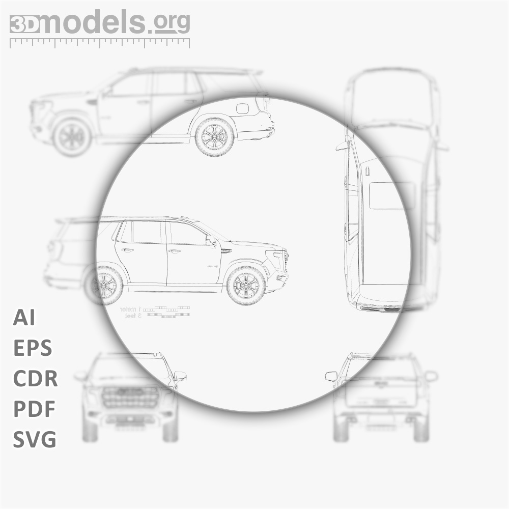 GMC Yukon AT4 Ultimate 2025 Vector Blueprint - 3DModels.org