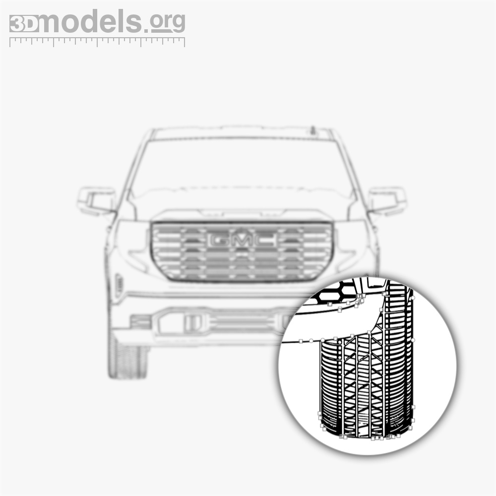GMC Sierra 1500 Regular Cab Long Bed 2025 Vector Blueprint - 3DModels.org