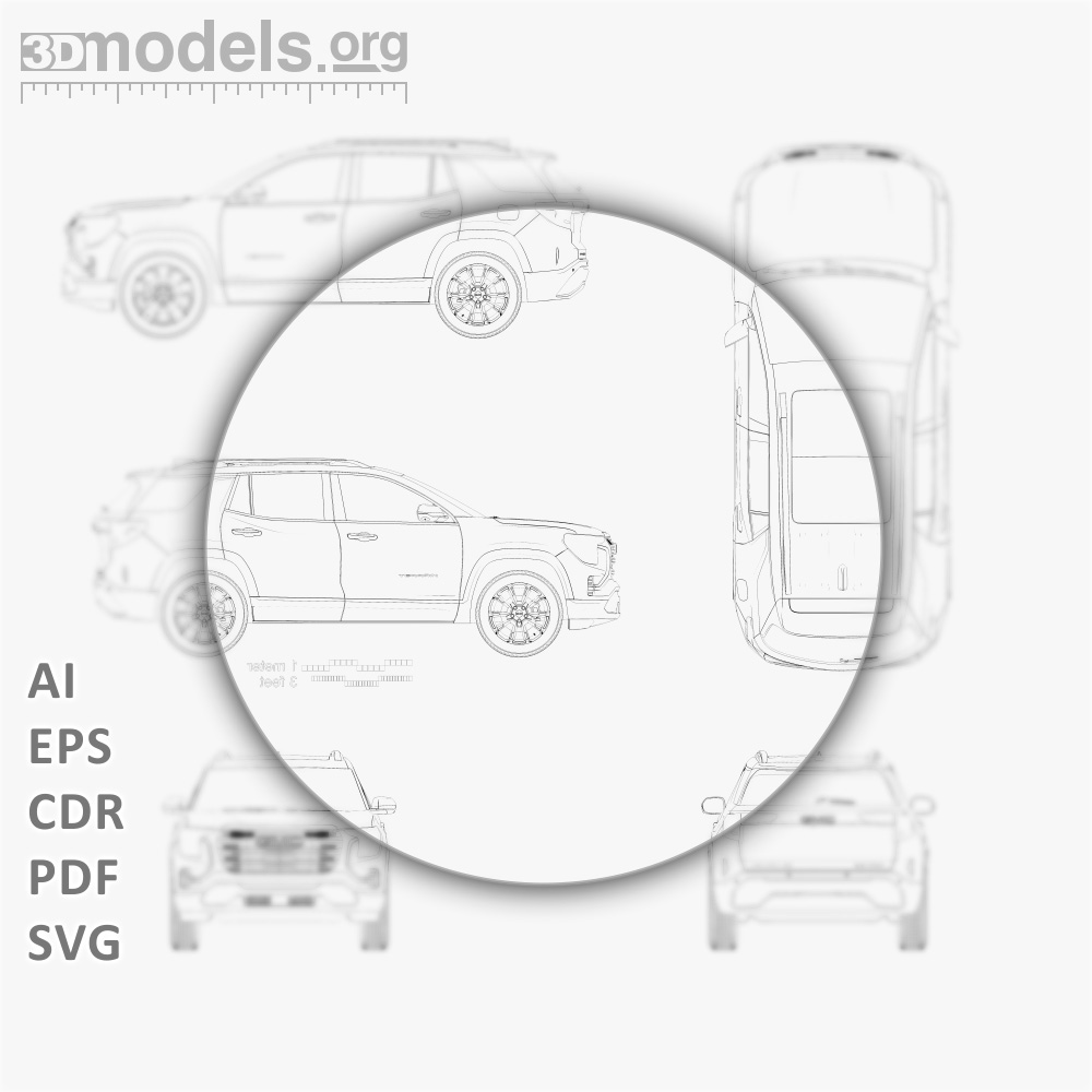 GMC Terrain Elevation 2025 Vector Blueprint - 3DModels.org
