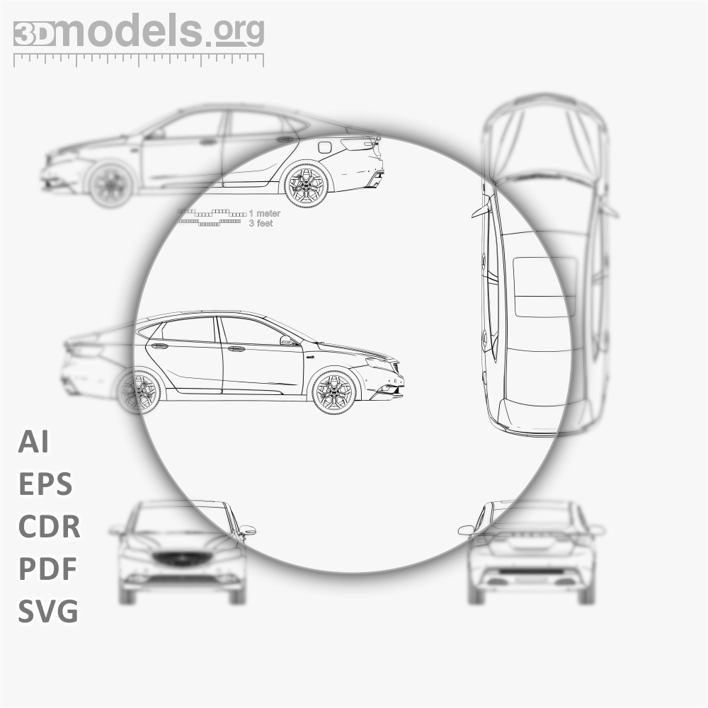 Geely GC9 2018 Vector Blueprint - 3DModels.org