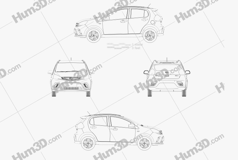 Geely Vision X1 2021 Blueprint - 3DModels.org