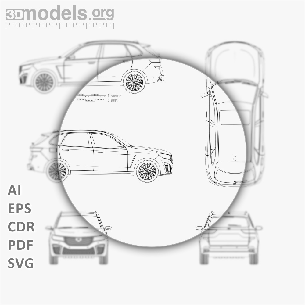 Generic SUV 2022 Vector Blueprint - 3DModels.org