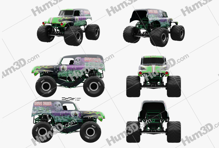 Grave Digger 2021 Blueprint Template - 3DModels.org