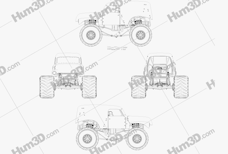 Grave Digger 2021 Blueprint - 3DModels.org