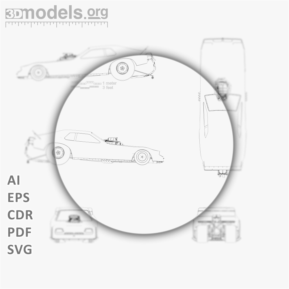 Raymond Beadle Funny Car 1985 Vector Blueprint - 3DModels.org