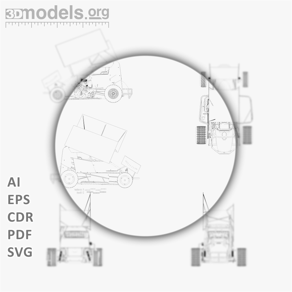Generic Hyper-Racing Micro Sprint 2025 Vector Blueprint - 3DModels.org