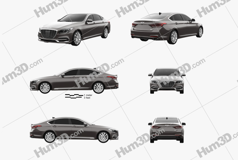 Genesis G80 2022 Blueprint Template - 3DModels.org