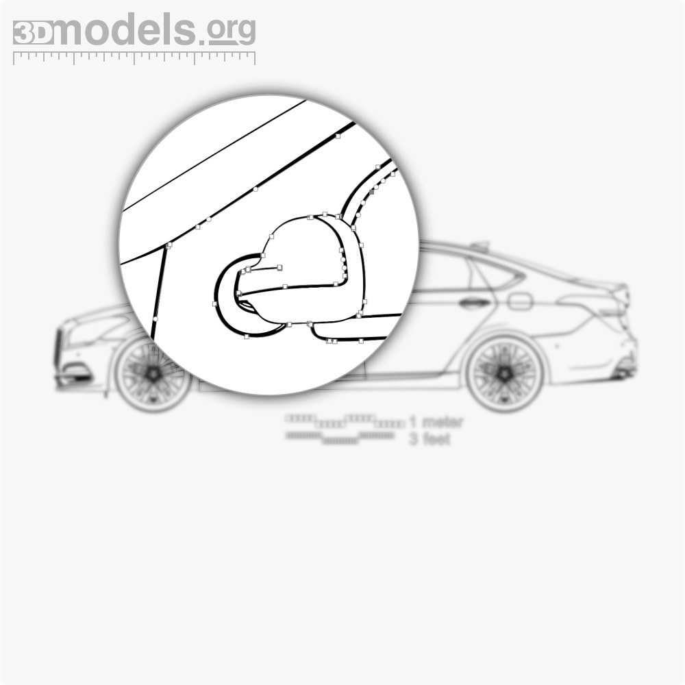 Genesis G80 2022 Vector Blueprint - 3DModels.org