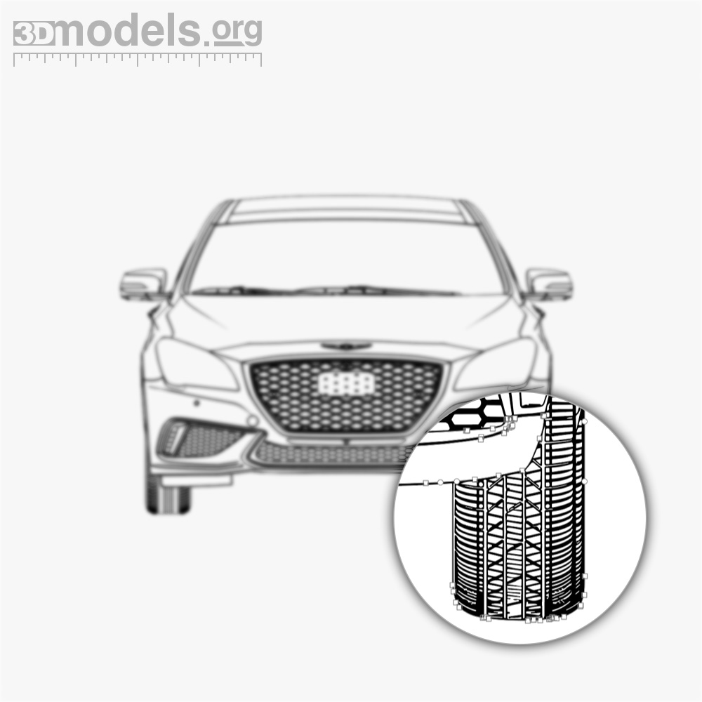 Genesis G80 Sport 2022 Vector Blueprint - 3DModels.org