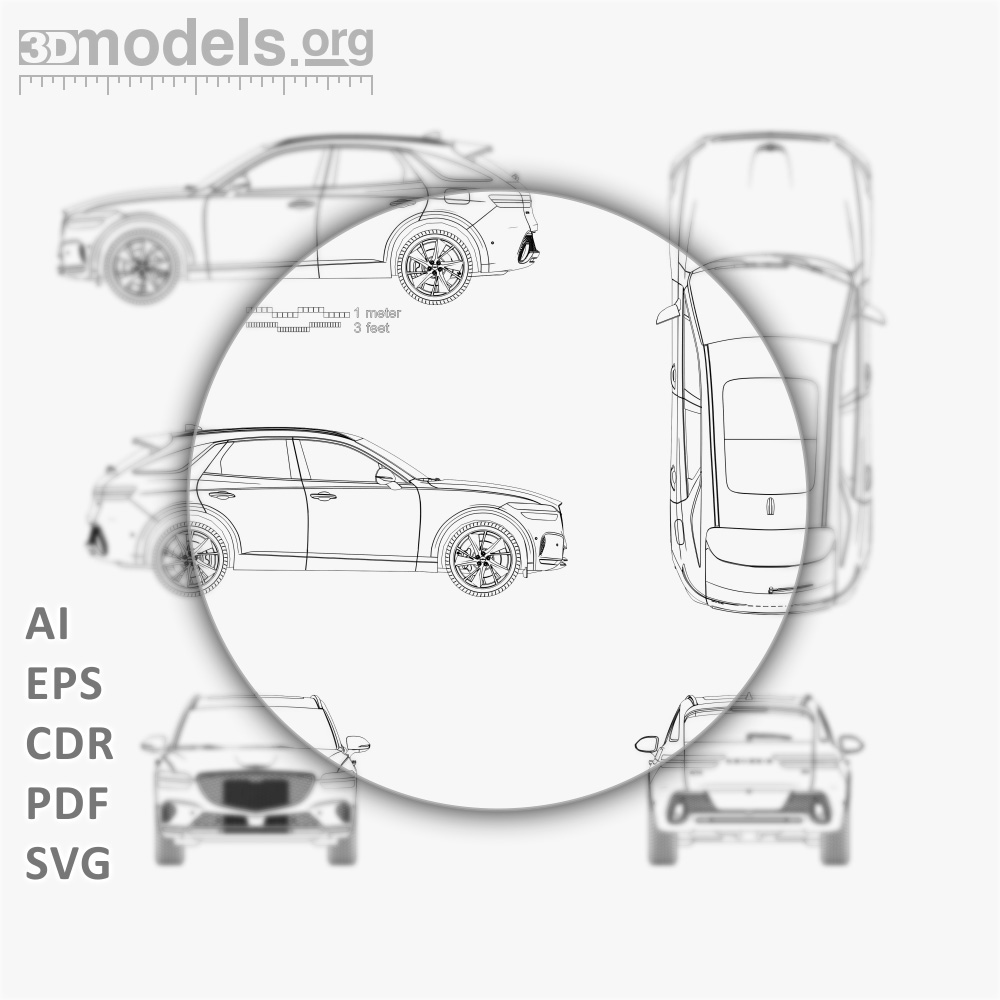 Genesis GV70 2023 Vector Blueprint - 3DModels.org