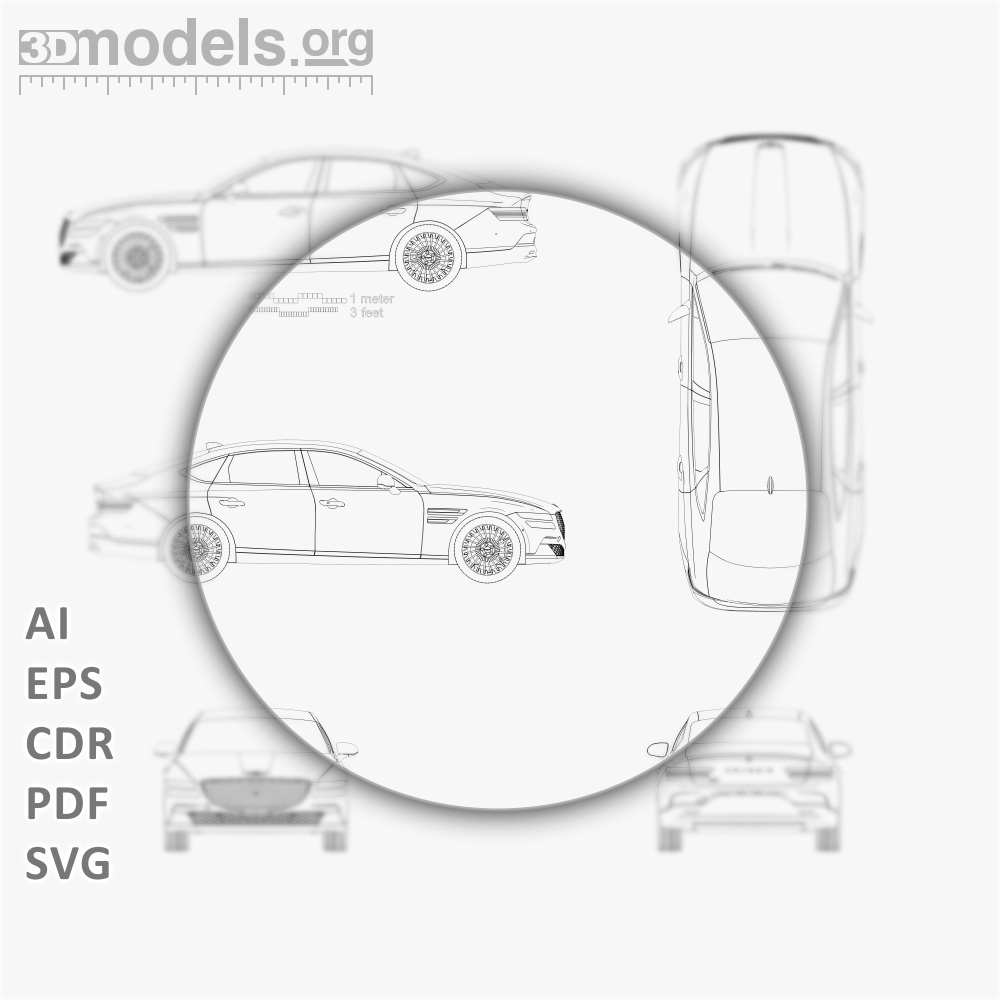 Genesis G80 Electrified 2024 Vector Blueprint - 3DModels.org