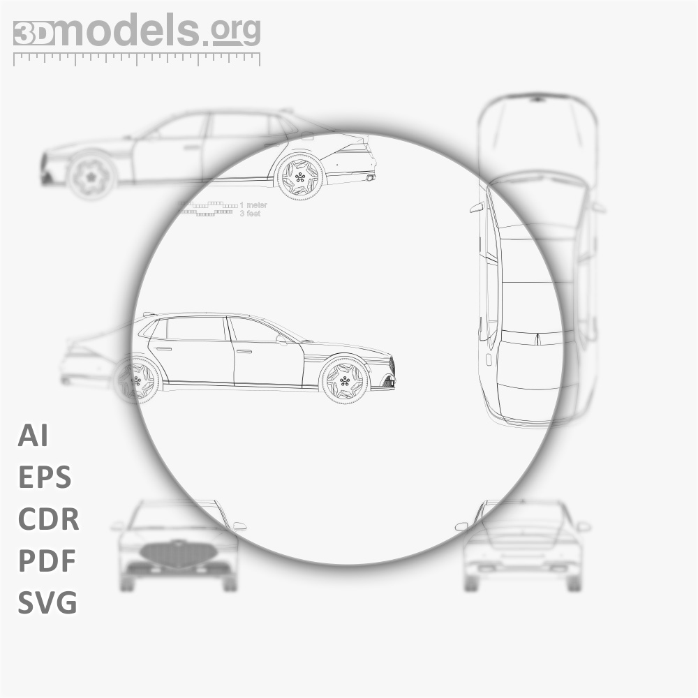 Genesis G90 LWB 2025 Vector Blueprint - 3DModels.org