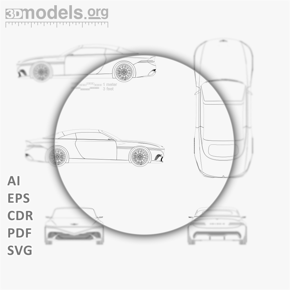 Genesis X convertible 2025 Vector Blueprint - 3DModels.org
