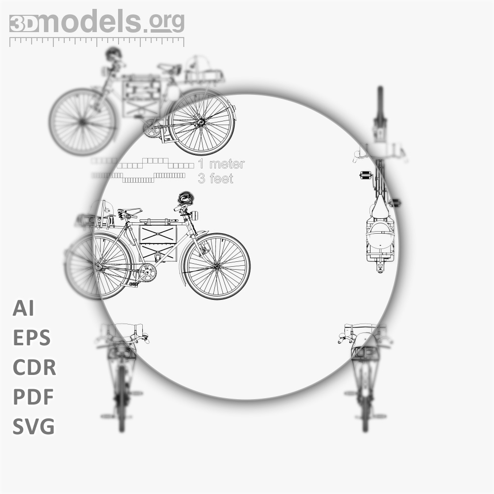 German Army M42 Truppenfahrrad Bicycle 1941 Vector Blueprint - 3DModels.org