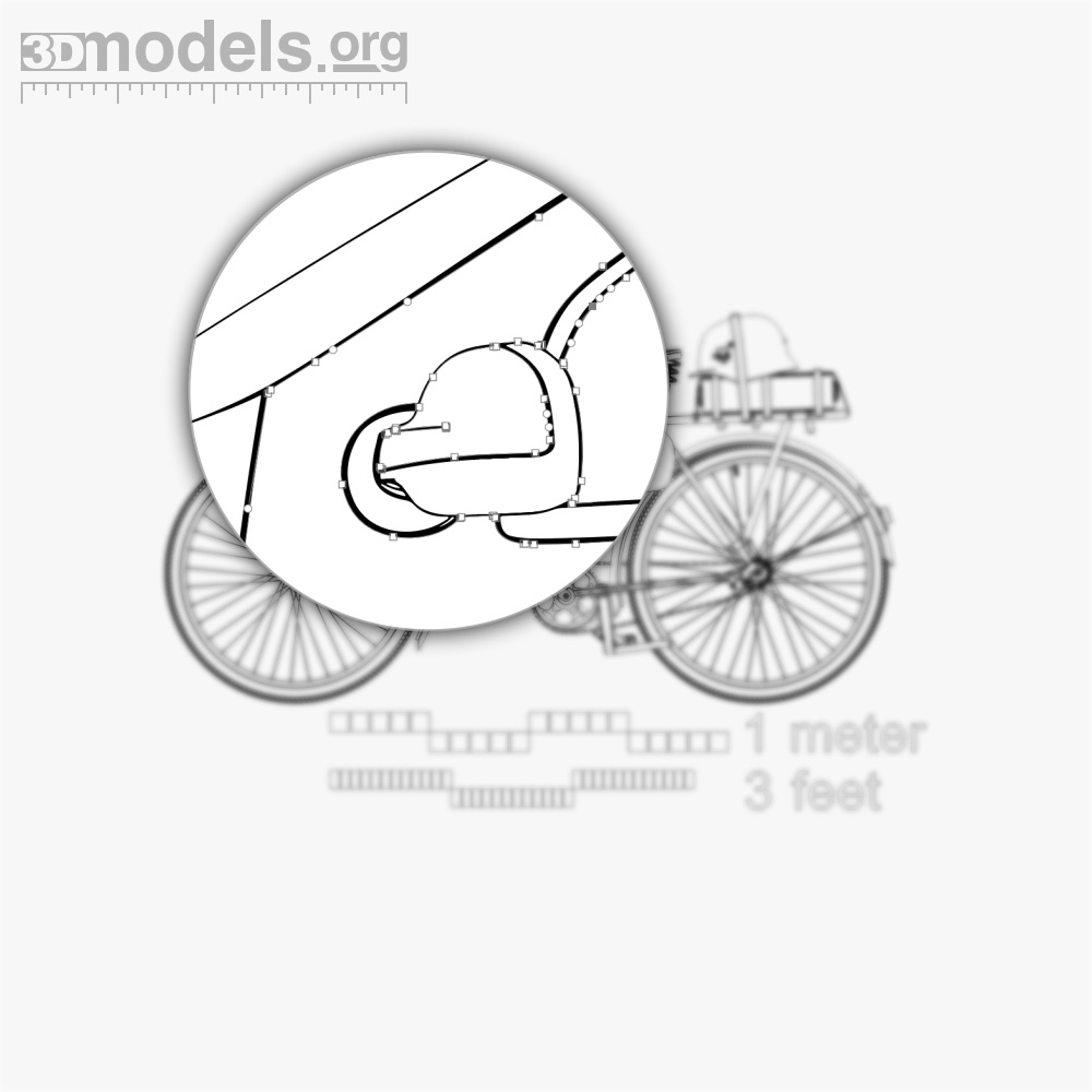 German Army M42 Truppenfahrrad Bicycle 1941 Vector Blueprint - 3DModels.org