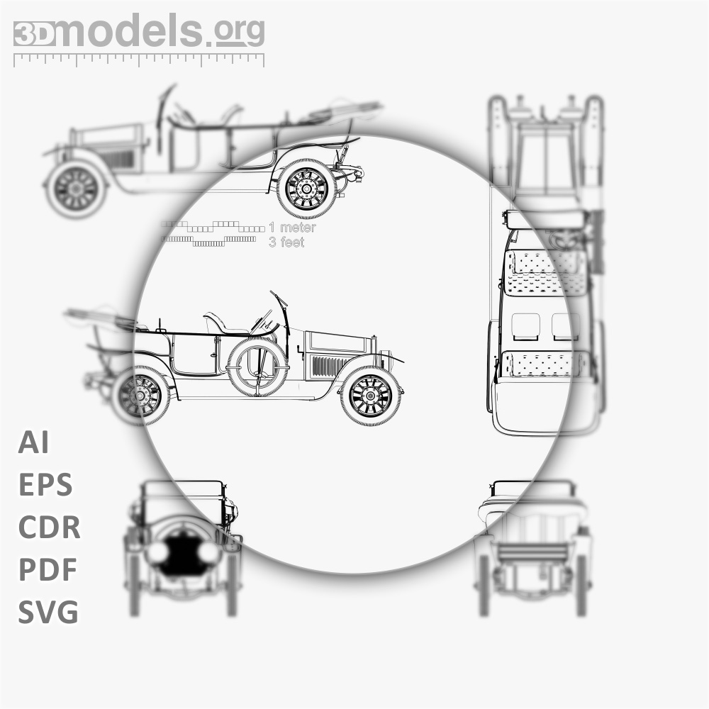 Graf & Stift Double Phaeton 1911 Vector Blueprint - 3DModels.org