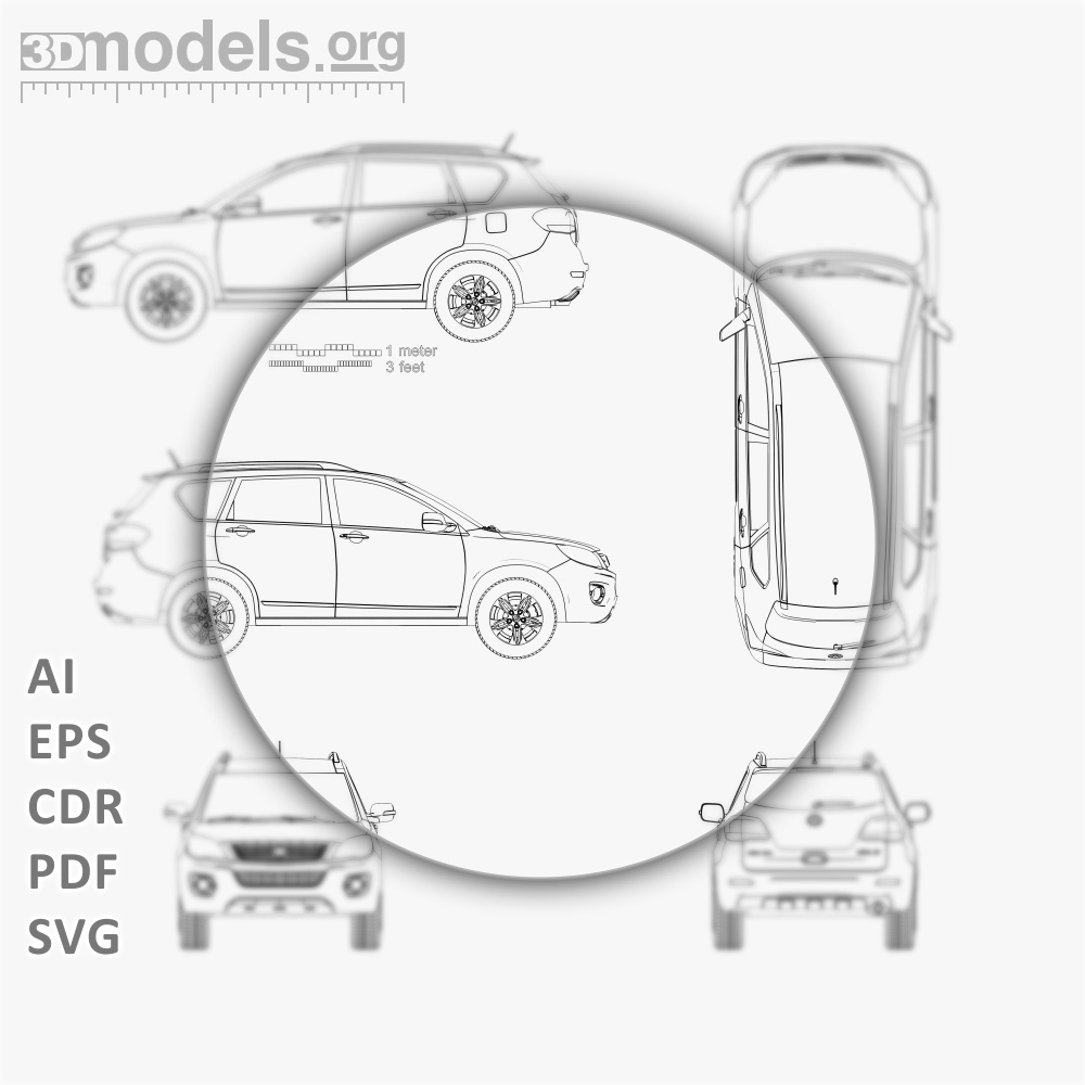 Great Wall Hover (Haval) H6 2016 Vector Blueprint - 3DModels.org