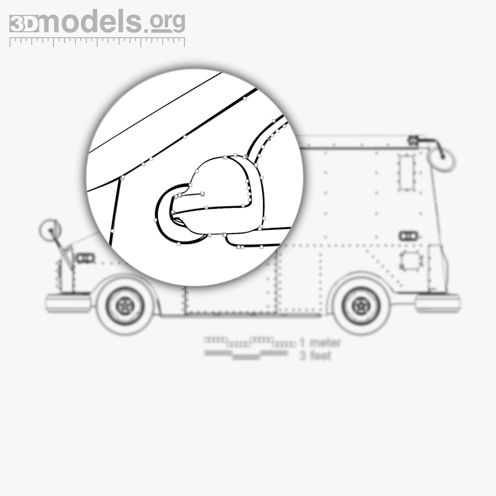 Grumman Long Life Vehicle 1994 Vector Blueprint - 3DModels.org