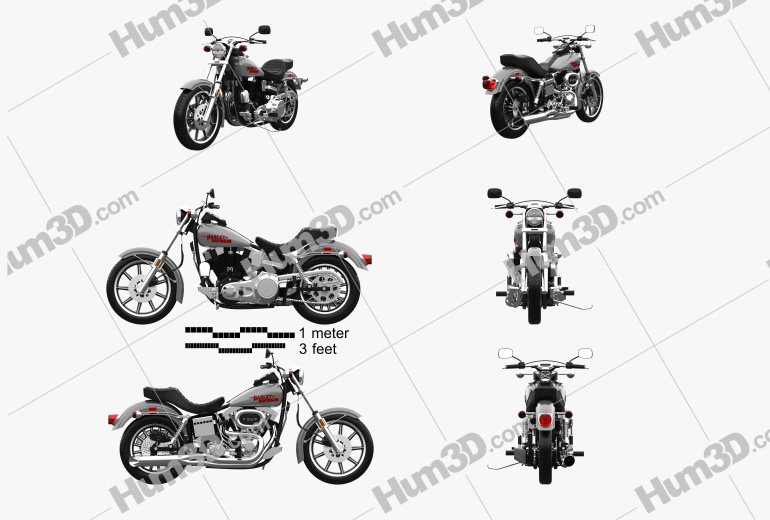 Harley-Davidson FXS Low Rider 1980 Blueprint Template - 3DModels.org