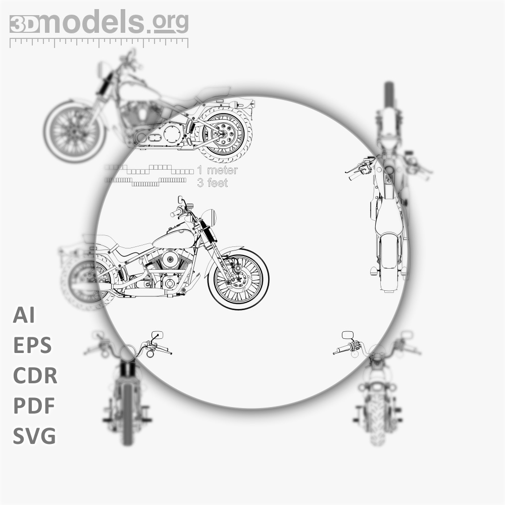 Harley-Davidson FXSTS Springer Softail 1988 Vector Blueprint - 3DModels.org