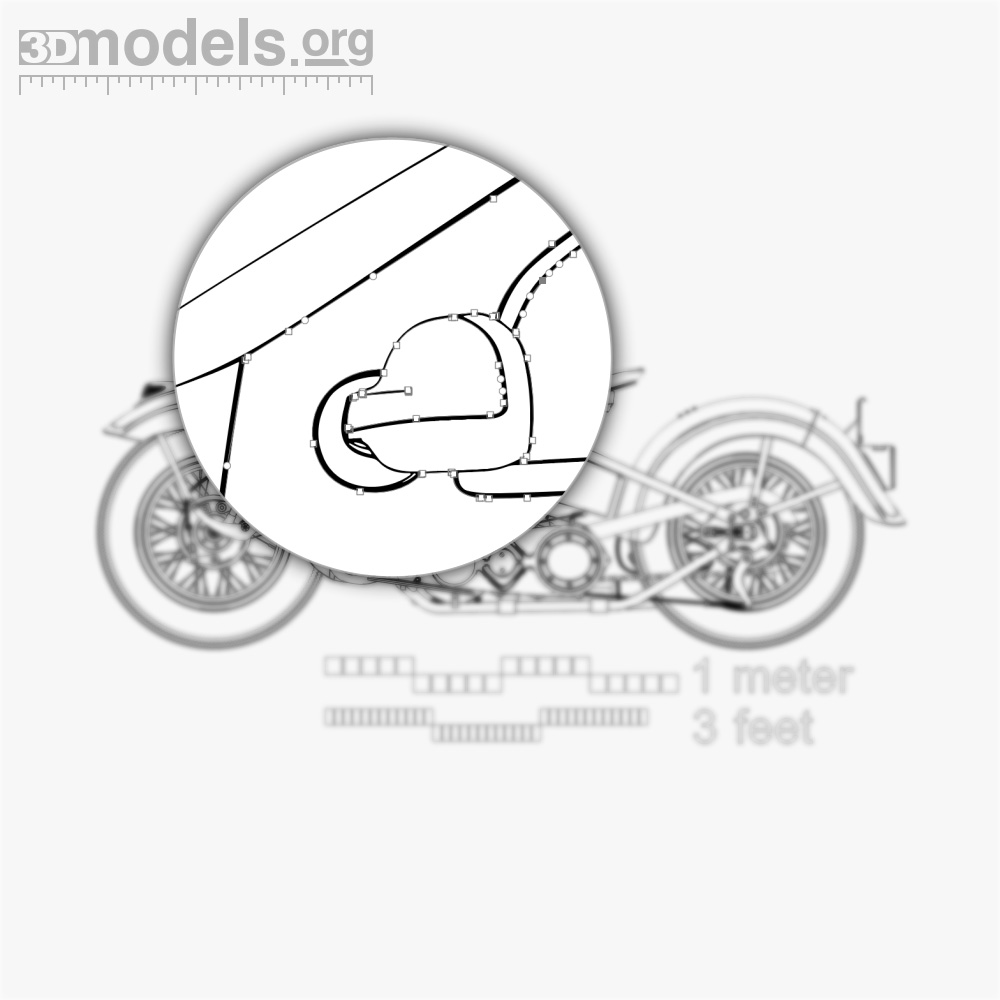 Harley-Davidson Panhead E F 1948 Vector Blueprint - 3DModels.org