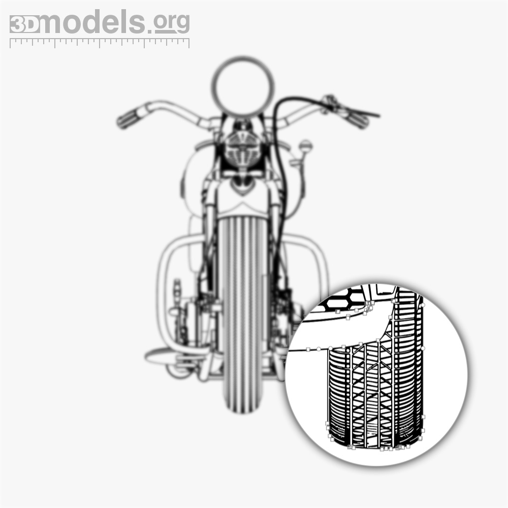 Harley-Davidson Panhead E F 1948 Vector Blueprint - 3DModels.org