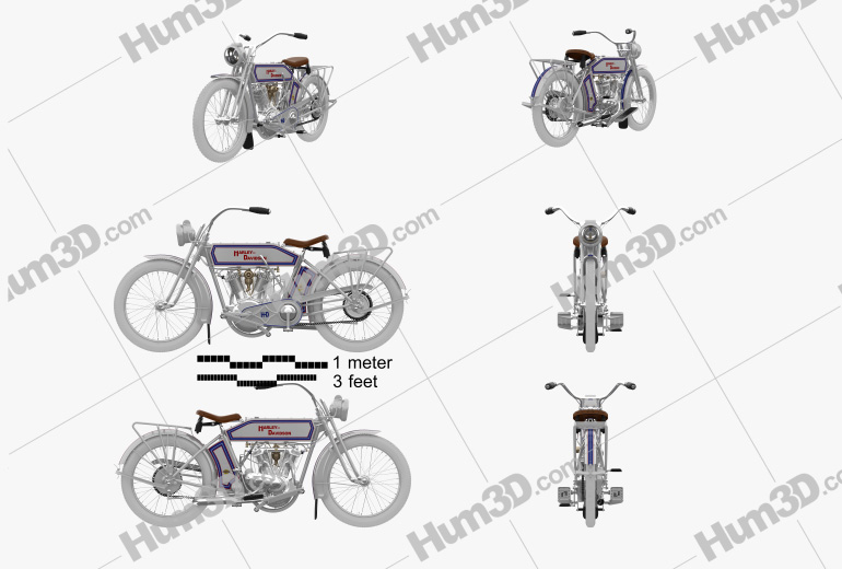 Harley-Davidson 10F Blueprint Template - 3DModels.org