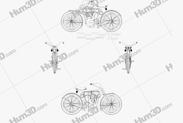 Harley-Davidson model 2 1906 Blueprint - 3DModels.org