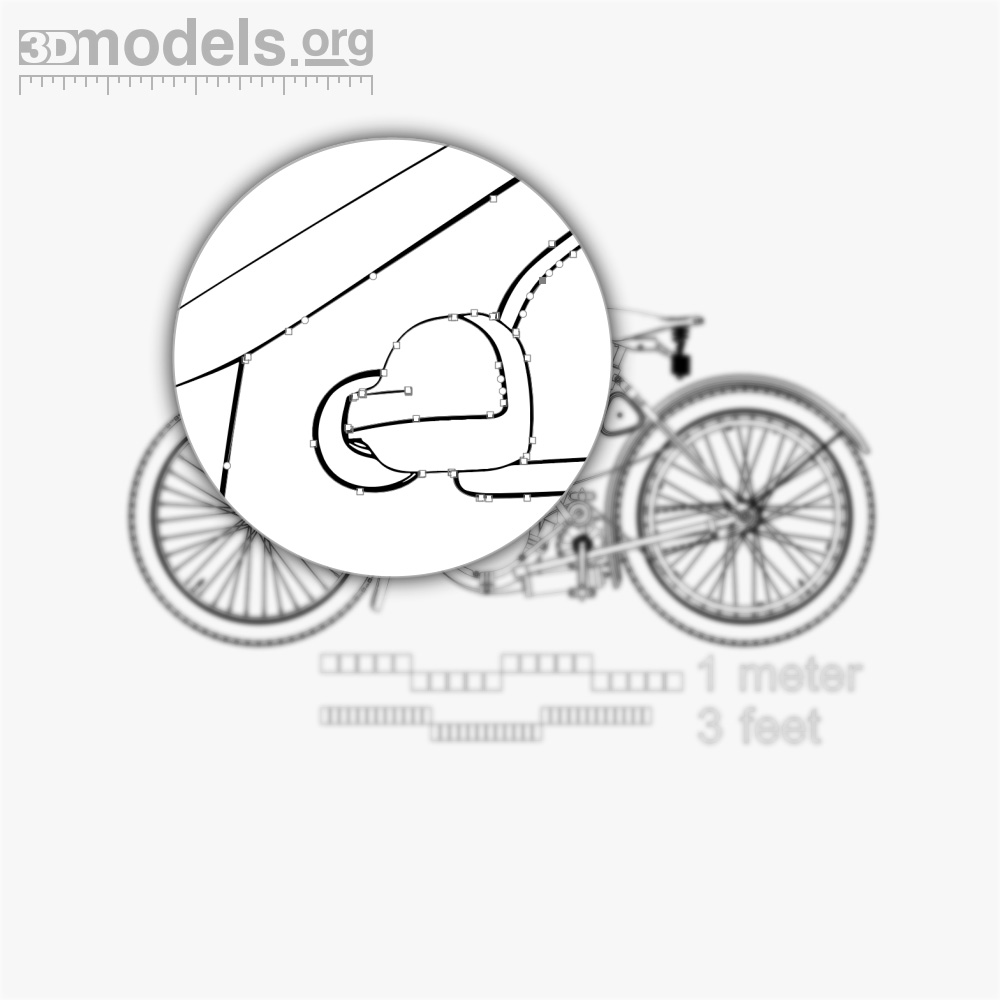 Harley-Davidson model 2 1906 Vector Blueprint - 3DModels.org