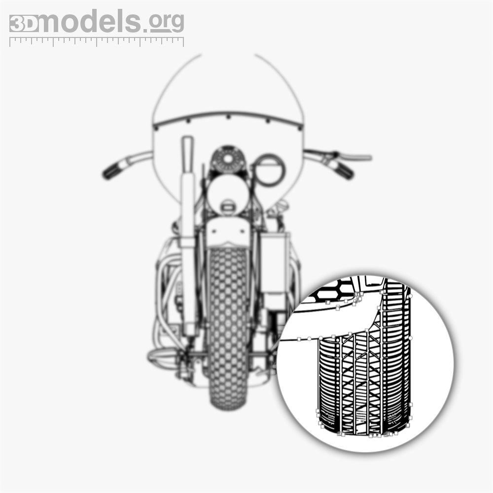 Harley-Davidson WLA 1941 US Army Motorcycle Vector Blueprint - 3DModels.org
