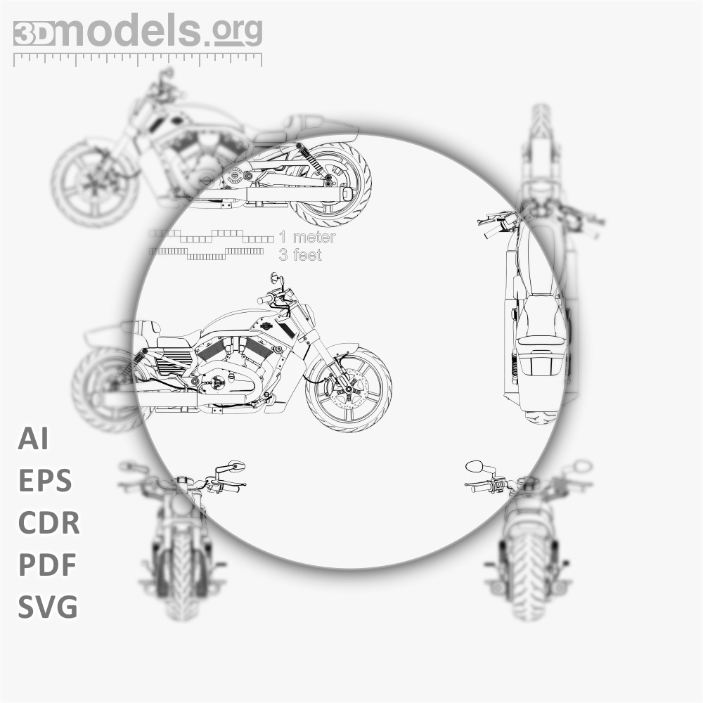 Harley-Davidson V-Rod Muscle 2010 Vector Blueprint - 3DModels.org