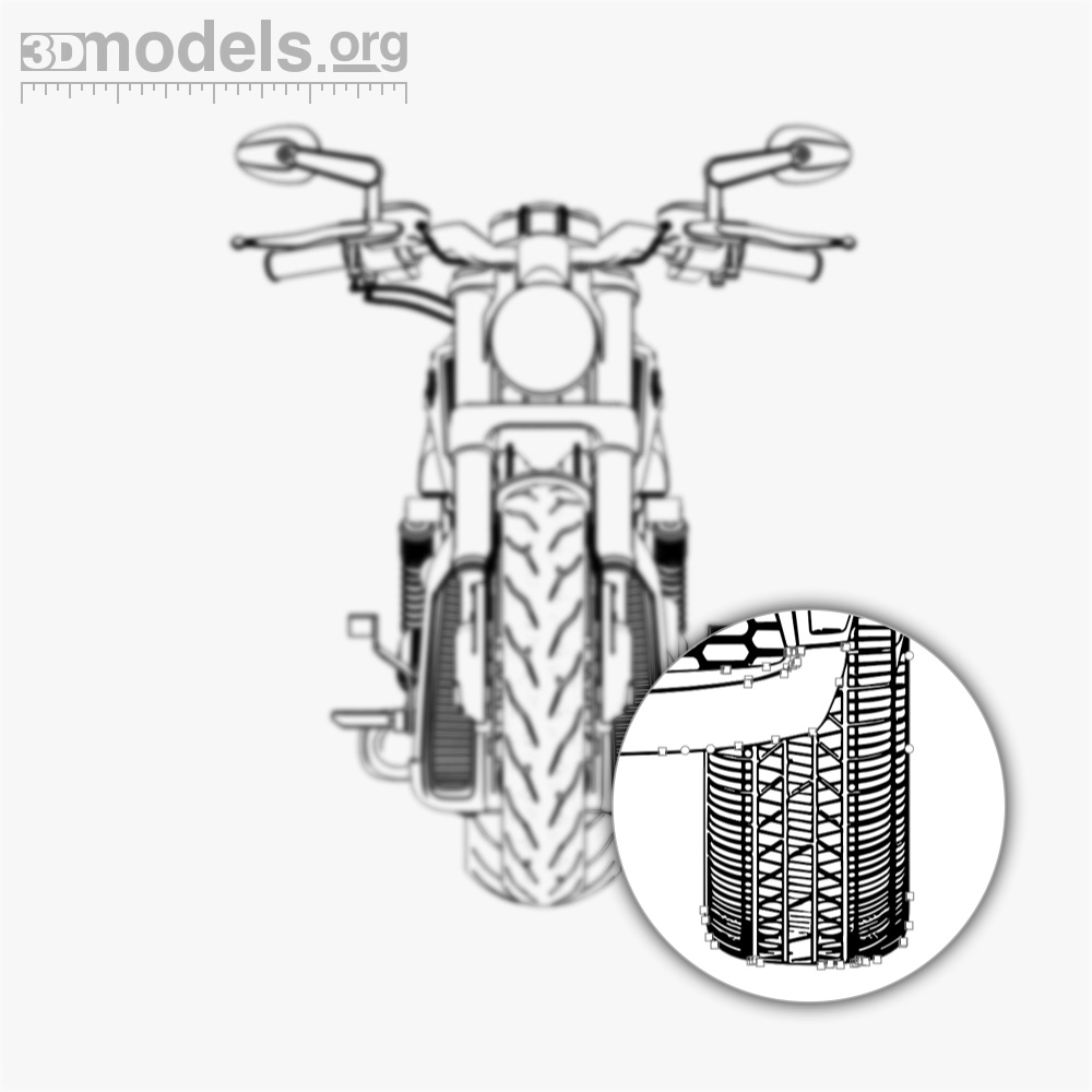 Harley-Davidson V-Rod Muscle 2010 Vector Blueprint - 3DModels.org