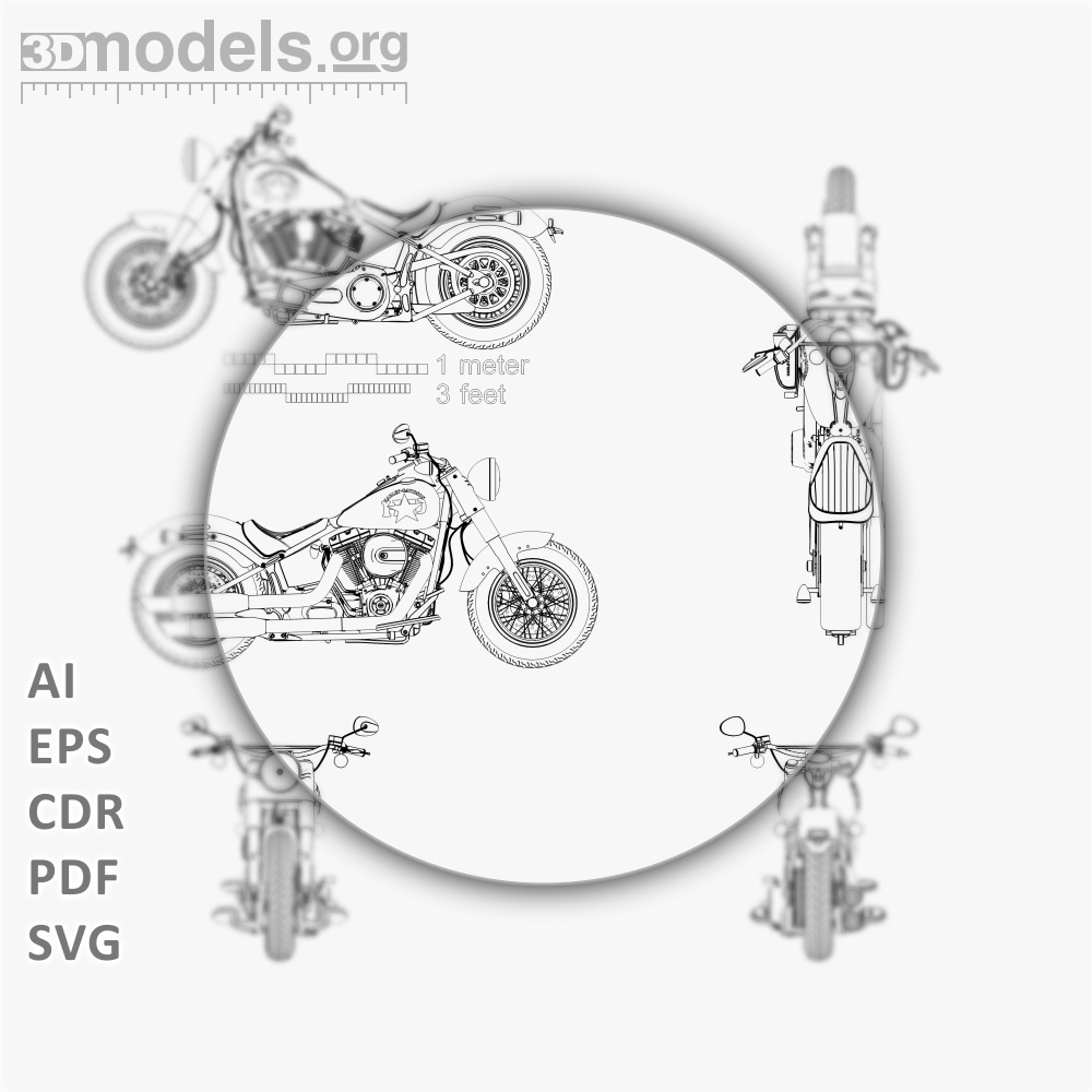 Harley-Davidson Softail Slim 2016 Vector Blueprint - 3DModels.org