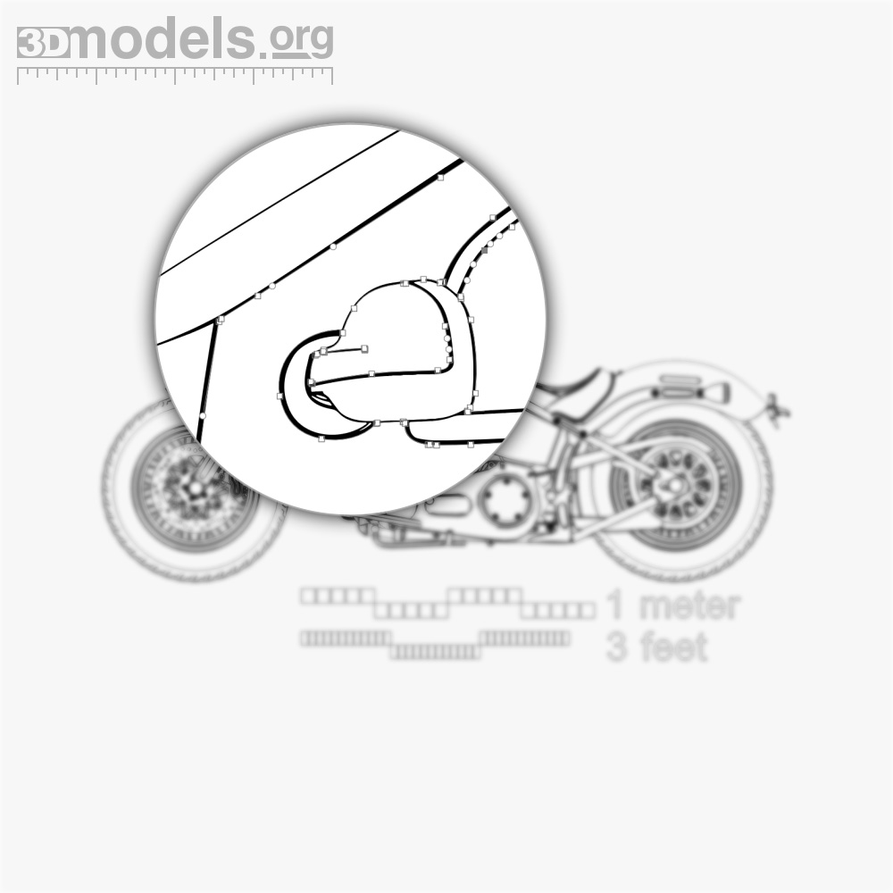 Harley-Davidson Softail Slim 2016 Vector Blueprint - 3DModels.org