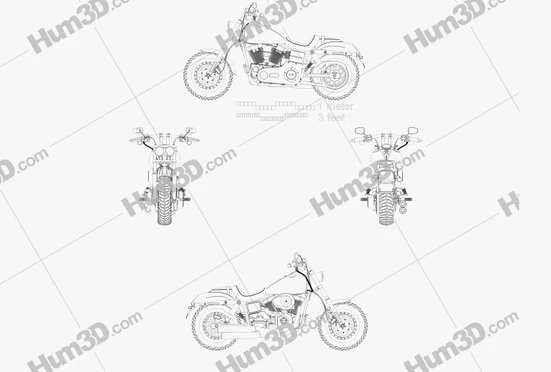 Harley-Davidson blueprints Download in PNG - 3DModels.org
