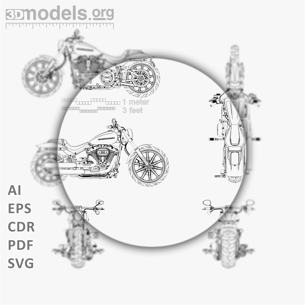 Harley-Davidson FXBRS Breakout 114 2018 Vector Blueprint - 3DModels.org