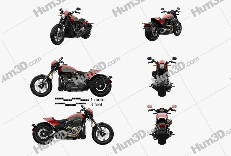 Harley-Davidson FXDR 114 2020 Blueprint Template - 3DModels.org