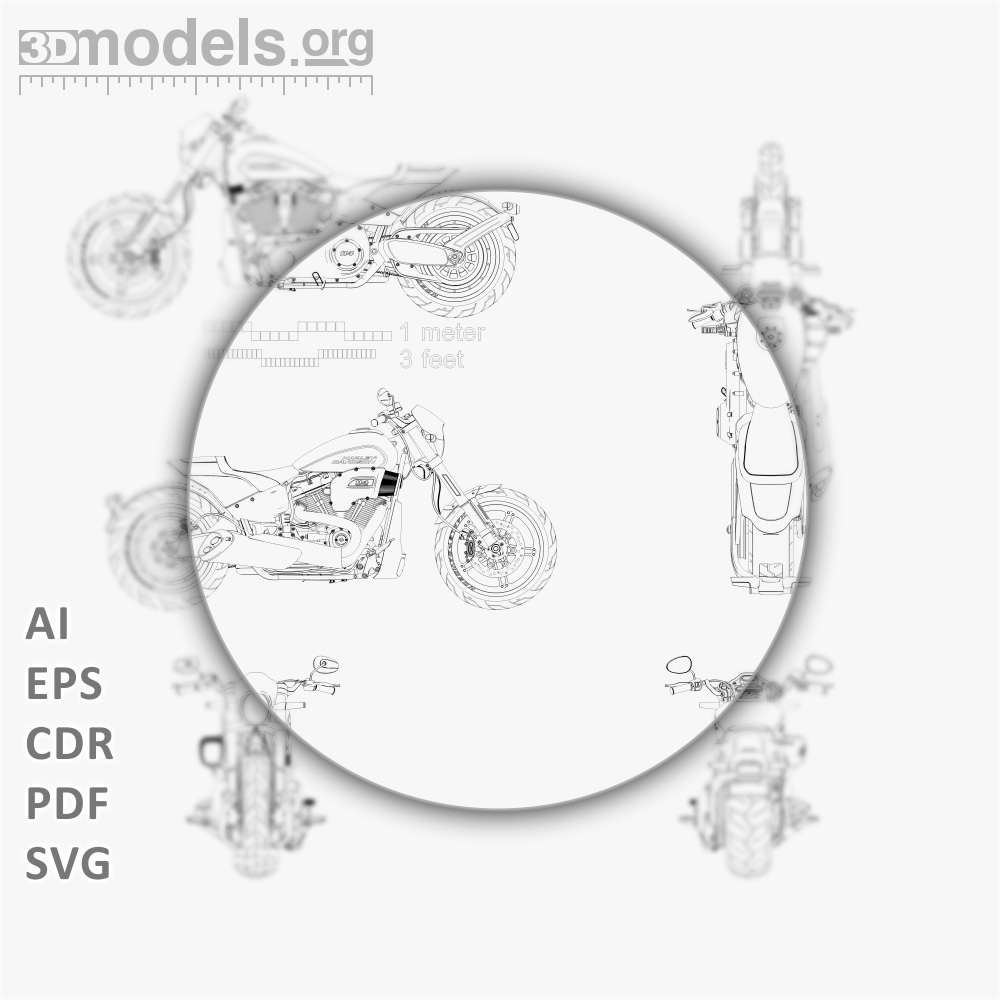 Harley-Davidson FXDR 114 2020 Vector Blueprint - 3DModels.org